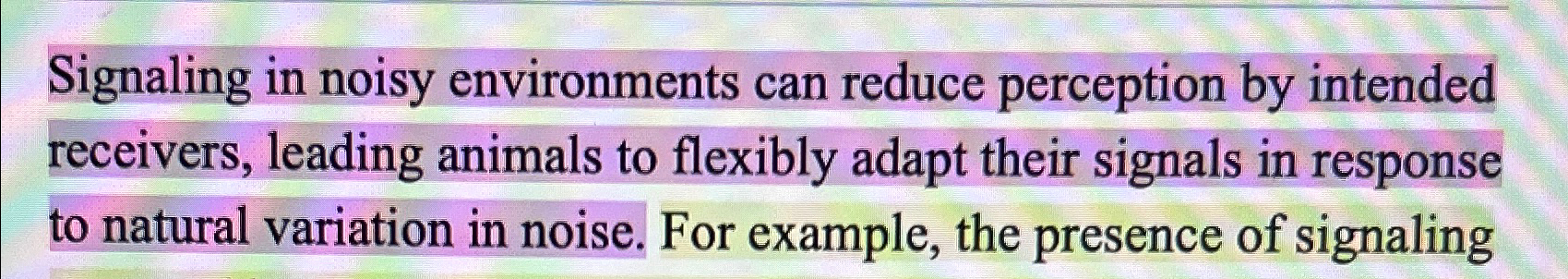 Solved Signaling in noisy environments can reduce perception | Chegg.com