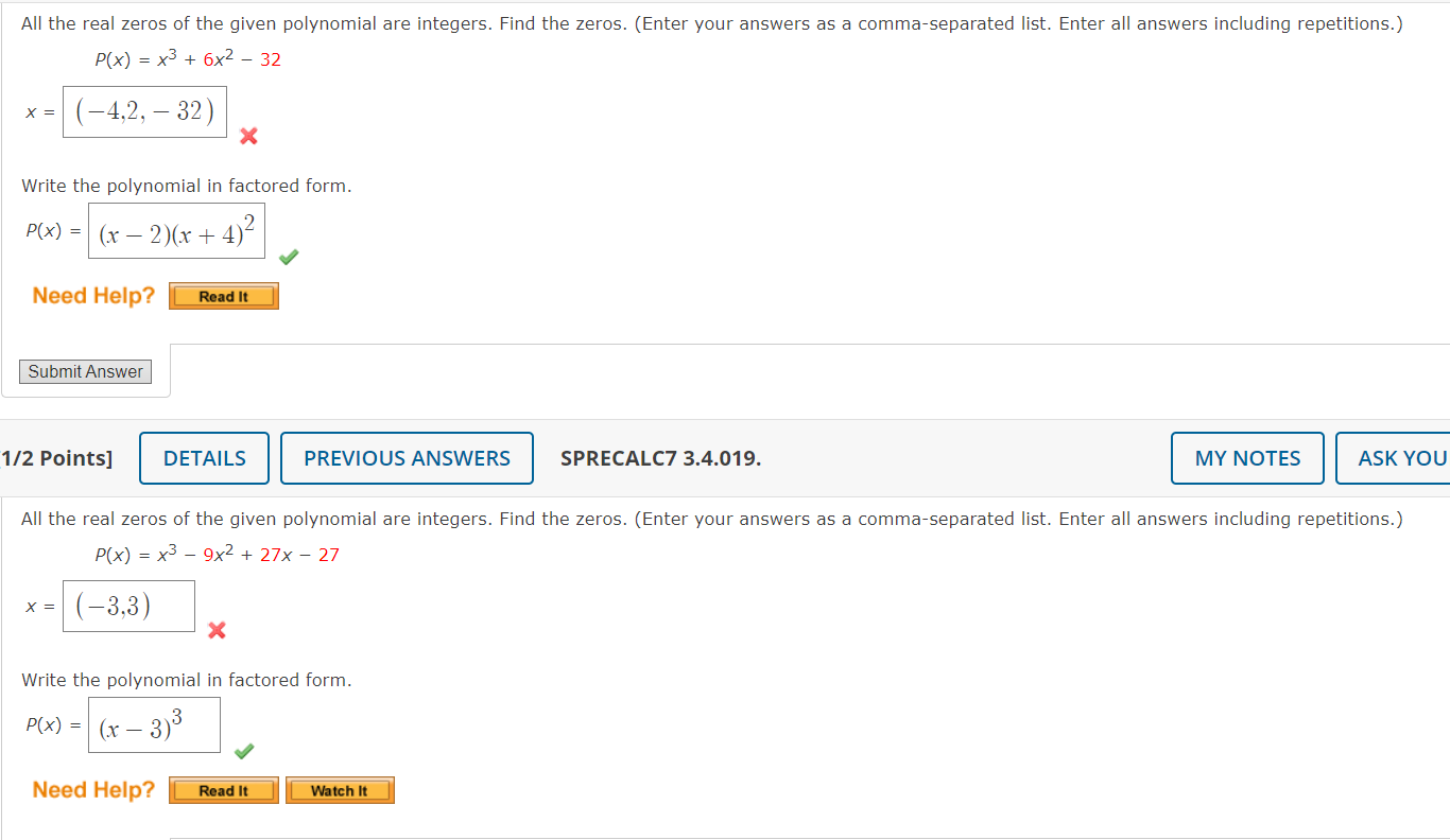 Solved All the real zeros of the given polynomial are | Chegg.com