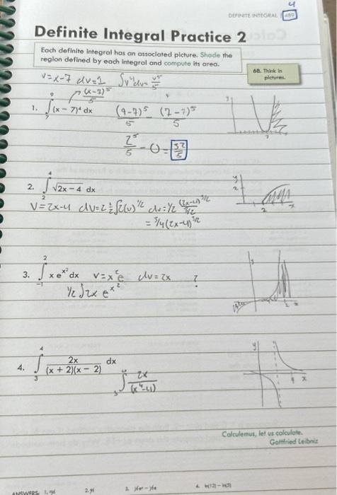 Solved Definite Integral Practice 2 Eoch definite integral | Chegg.com