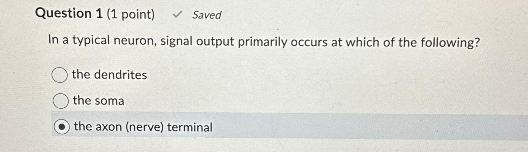 Solved Question 1 (1 ﻿point) ﻿SavedIn a typical neuron, | Chegg.com