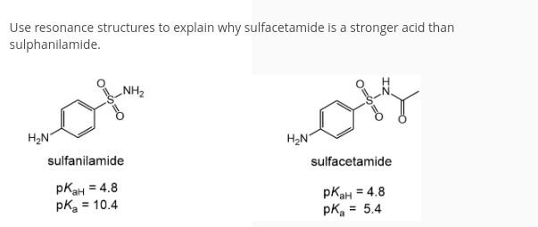 Solved Use resonance structures to explain why sulfacetamide | Chegg.com