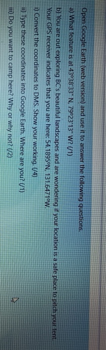 Solved Open Google Earth (web version) and use it to answer | Chegg.com