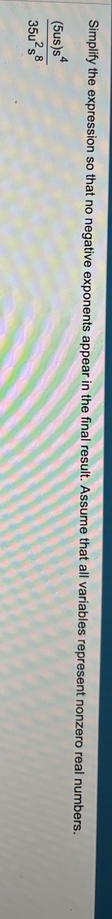 Solved Simplify the expression so that no negative exponents | Chegg.com