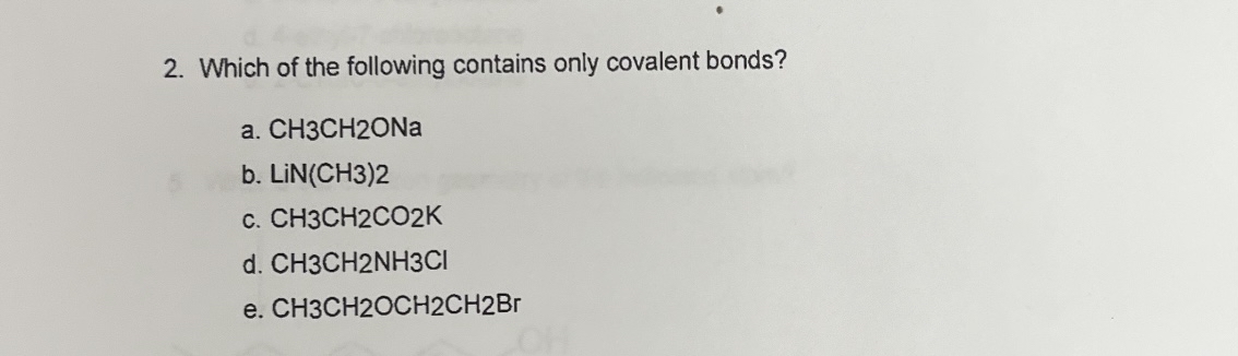 Solved Which of the following contains only covalent | Chegg.com