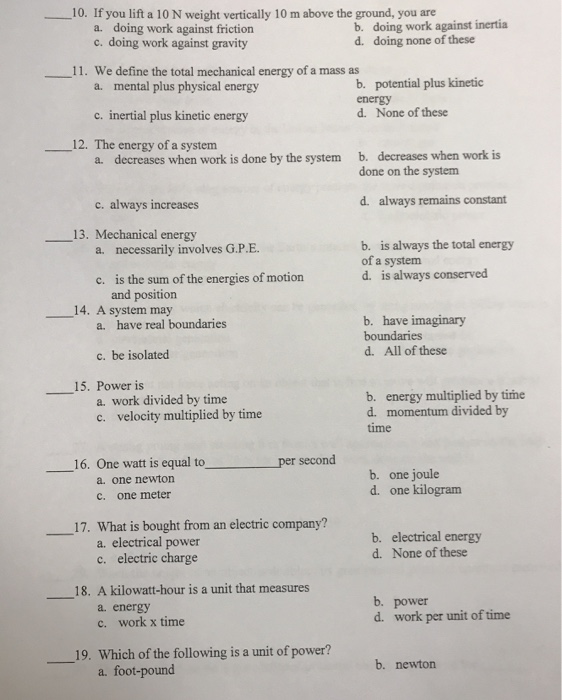 Solved _10. If you lift a 10 N weight vertically 10 m above | Chegg.com