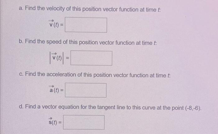 Solved Below is a position vector function and its graph. | Chegg.com