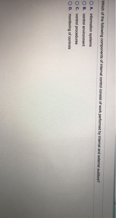 Solved Which of the following components of internal control | Chegg.com