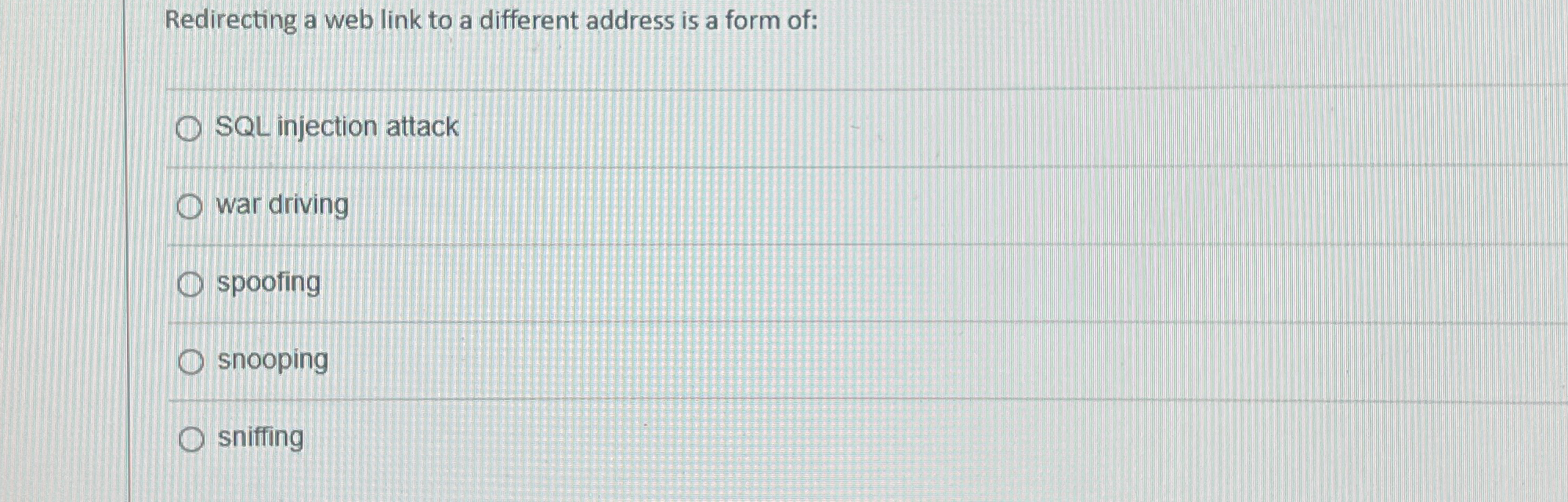 Solved Redirecting a web link to a different address is a | Chegg.com