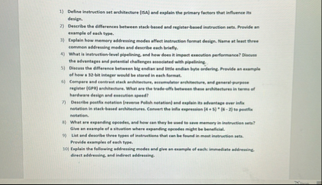 Solved Define instruction aet architecture (15A) ﻿and | Chegg.com