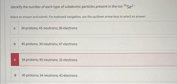 Solved Identify the number of each type of subatomic | Chegg.com