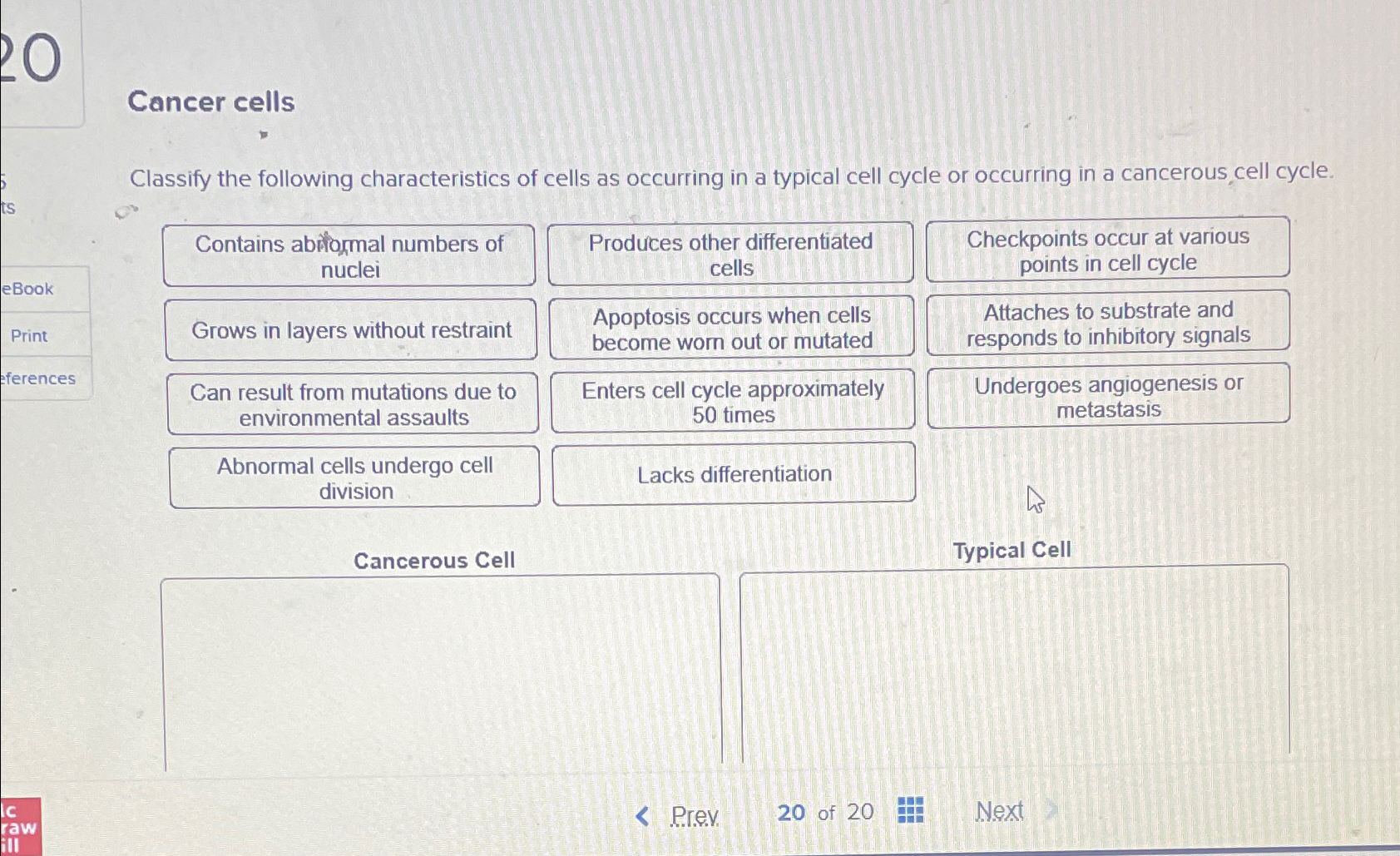 Solved Cancer cellsClassify the following characteristics of | Chegg.com