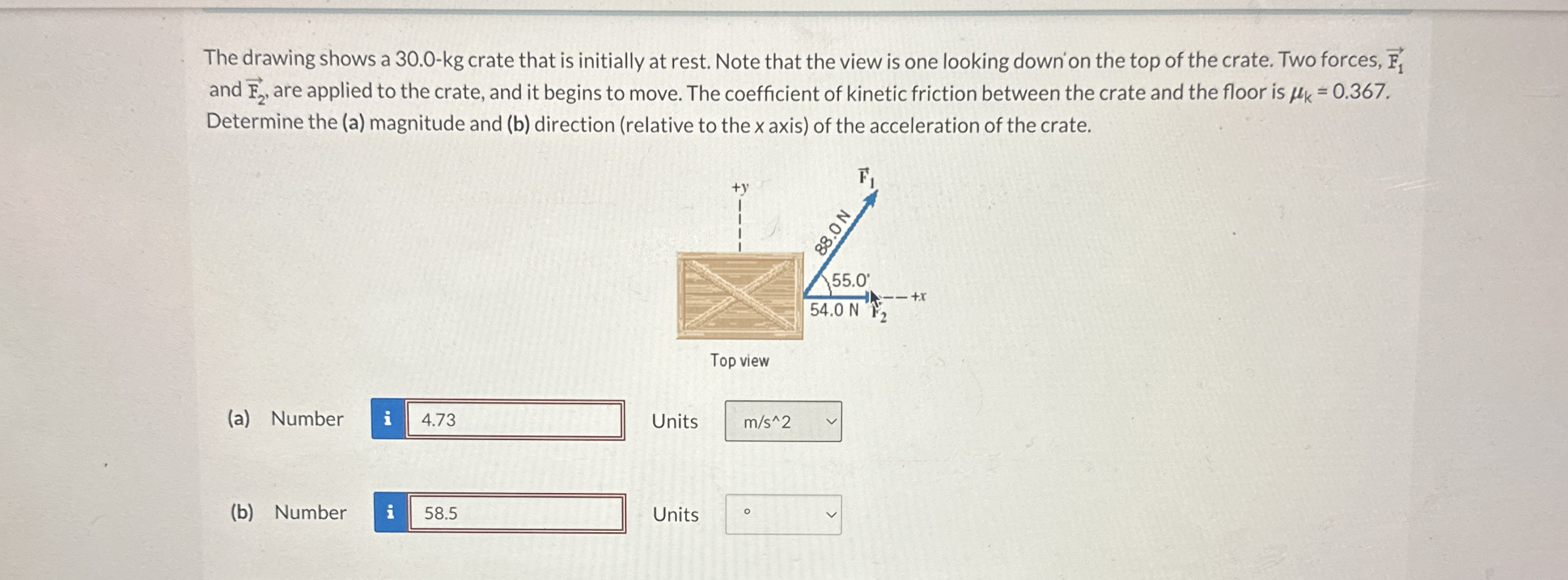 Solved The drawing shows a 30.0-kg ﻿crate that is initially | Chegg.com