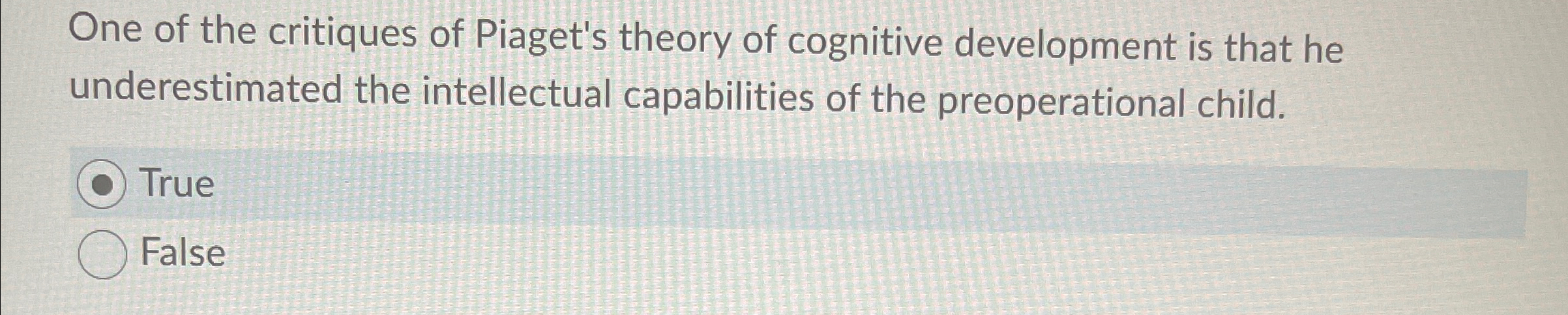 Solved One of the critiques of Piaget's theory of cognitive | Chegg.com