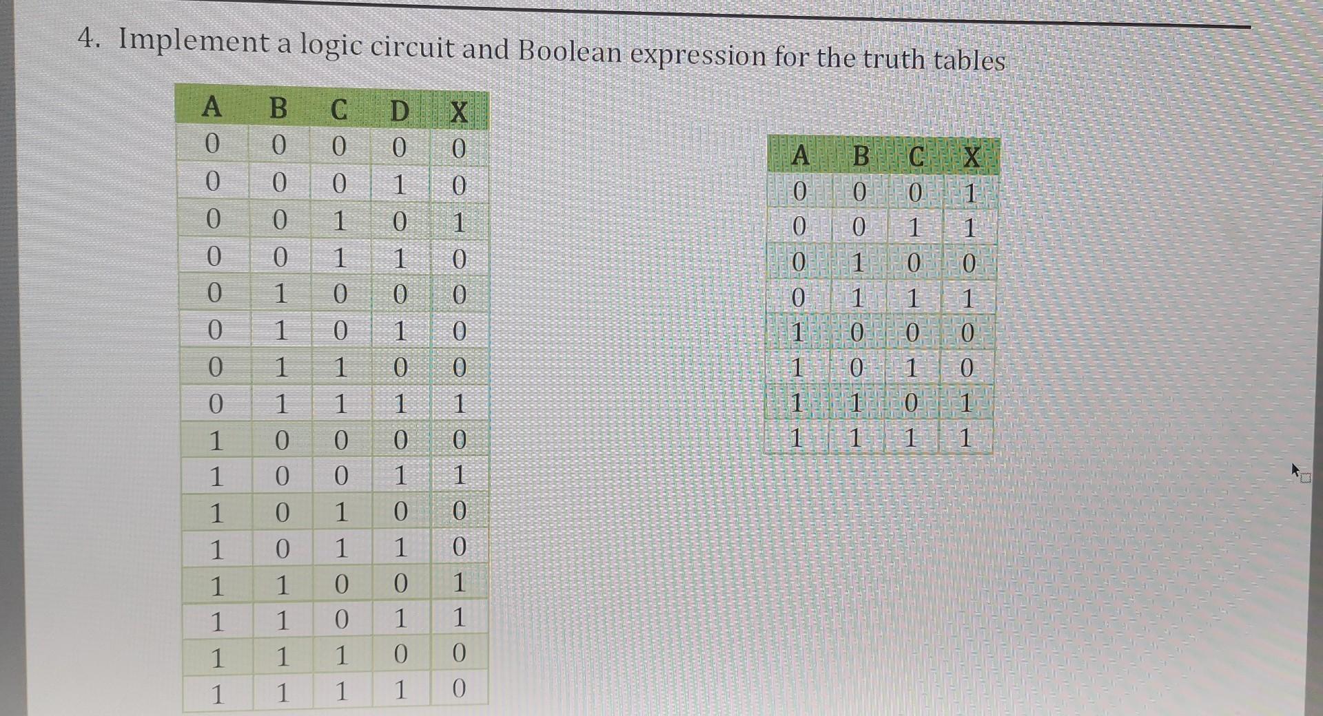 Solved 4 Implement A Logic Circuit And Boolean Expression 8683