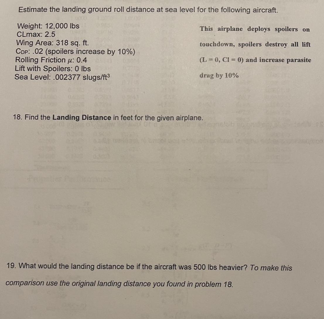 Solved Estimate the landing ground roll distance at sea | Chegg.com