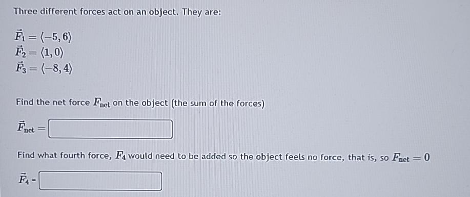 Solved Three different forces act on an object. They | Chegg.com
