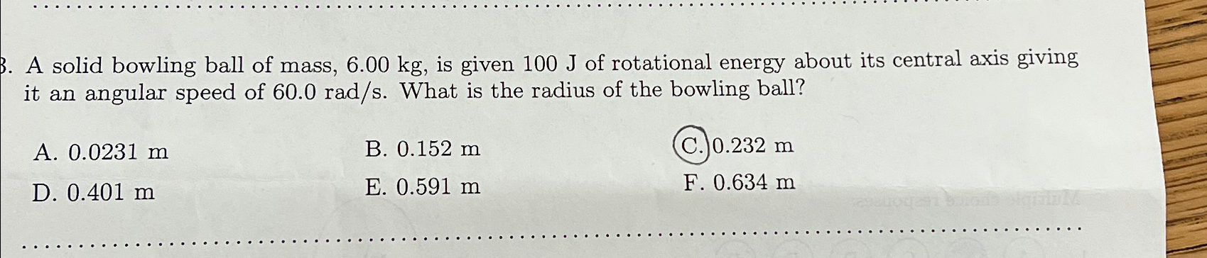Solved A solid bowling ball of mass, 6.00kg, ﻿is given 100J | Chegg.com