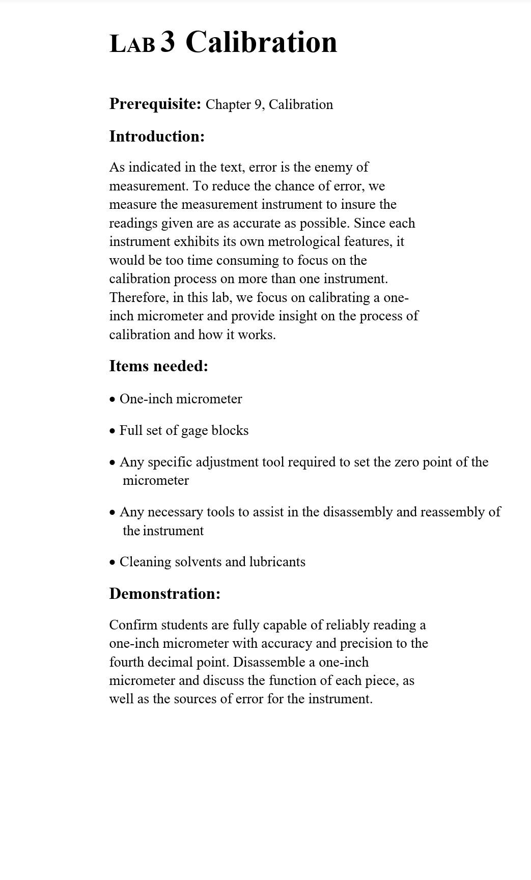 LAB 3 Calibration Prerequisite: Chapter 9, | Chegg.com