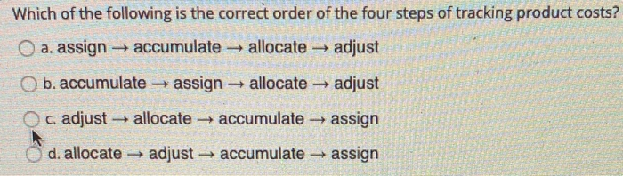 Solved Which of the following is the correct order of the | Chegg.com