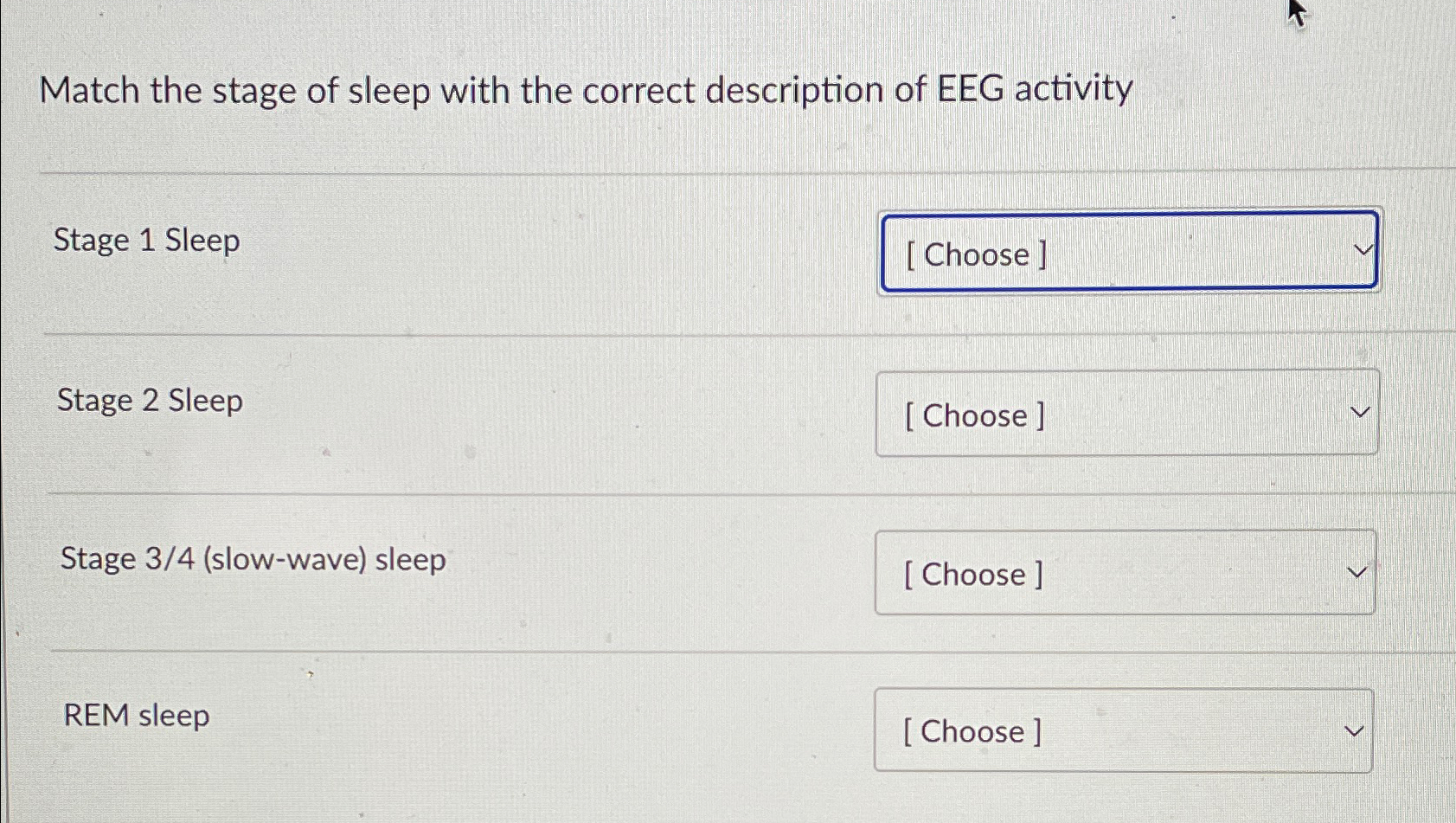 Match the stage of sleep with the correct description | Chegg.com