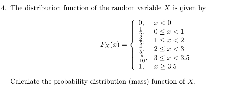 The distribution function of the random variable x | Chegg.com