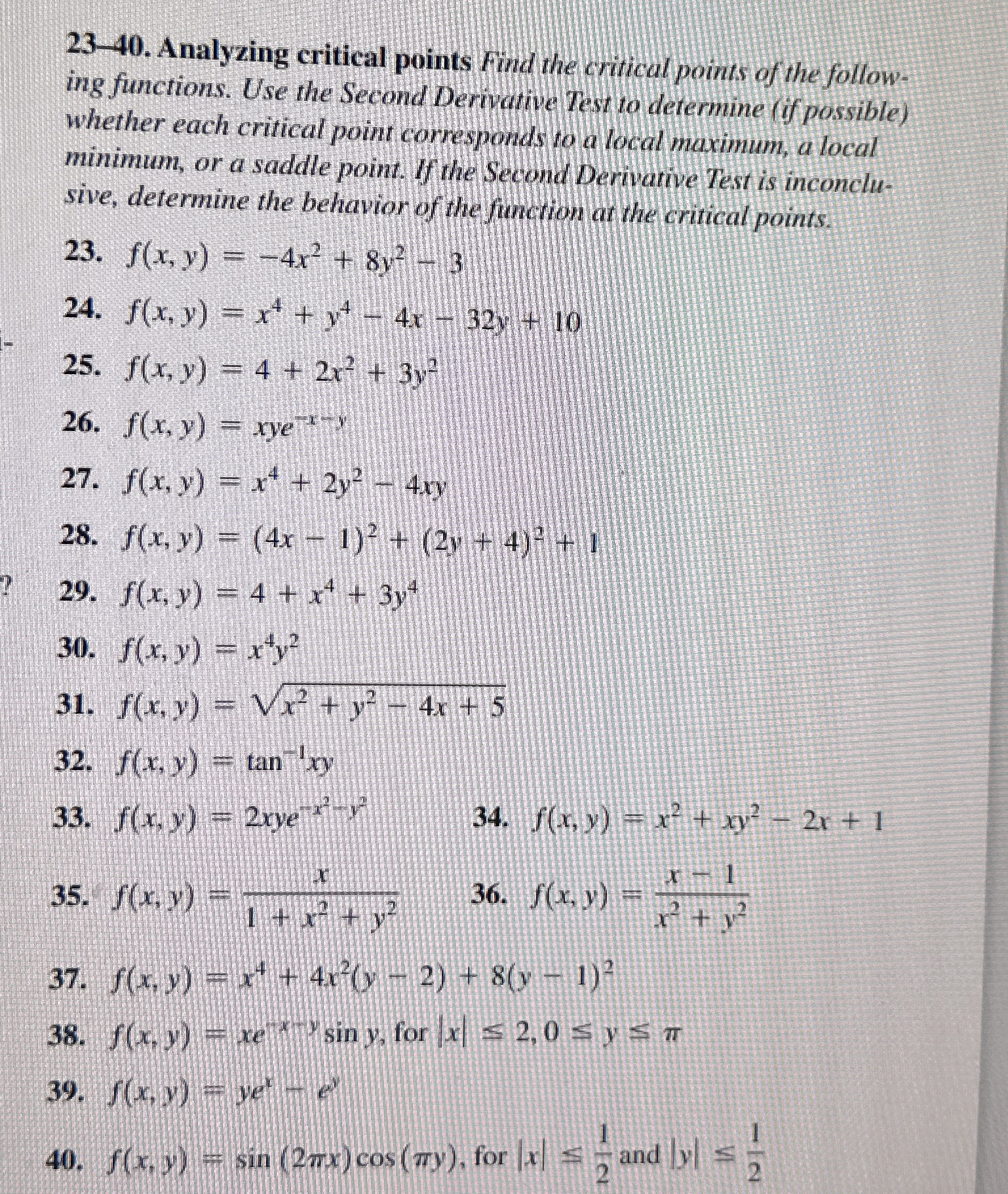 Solved 23-40. ﻿Analyzing critical points find the critical | Chegg.com