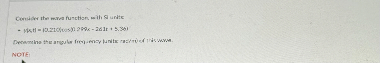 Solved Consider the wave function, with SI | Chegg.com