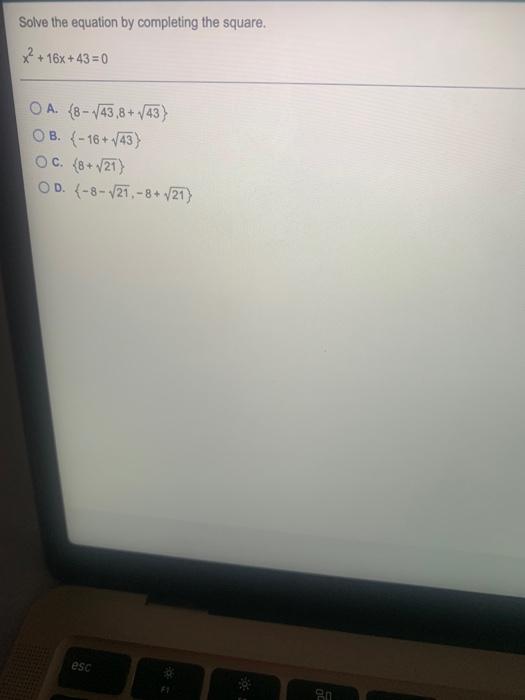 Solved Solve the equation by completing the square. x2 + 16x | Chegg.com