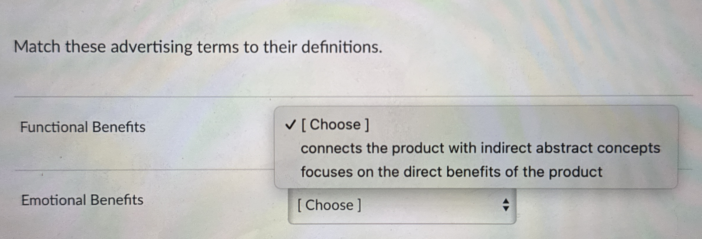Solved Match these advertising terms to their | Chegg.com