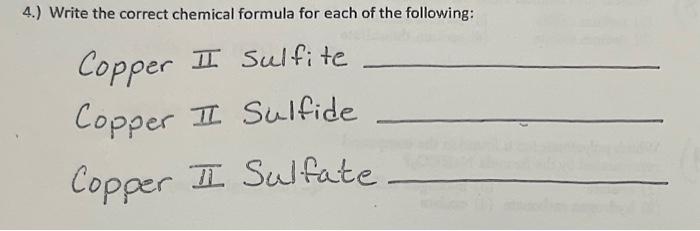 Solved 4.) Write the correct chemical formula for each of | Chegg.com