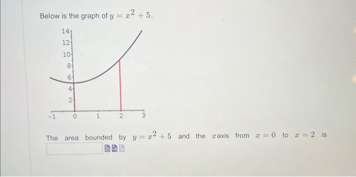 Solved Below is the graph of \\( y=x^{2}+5 \\). The area | Chegg.com