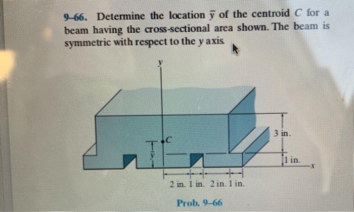 Solved 9-66. Determine the location y of the centroid C for | Chegg.com
