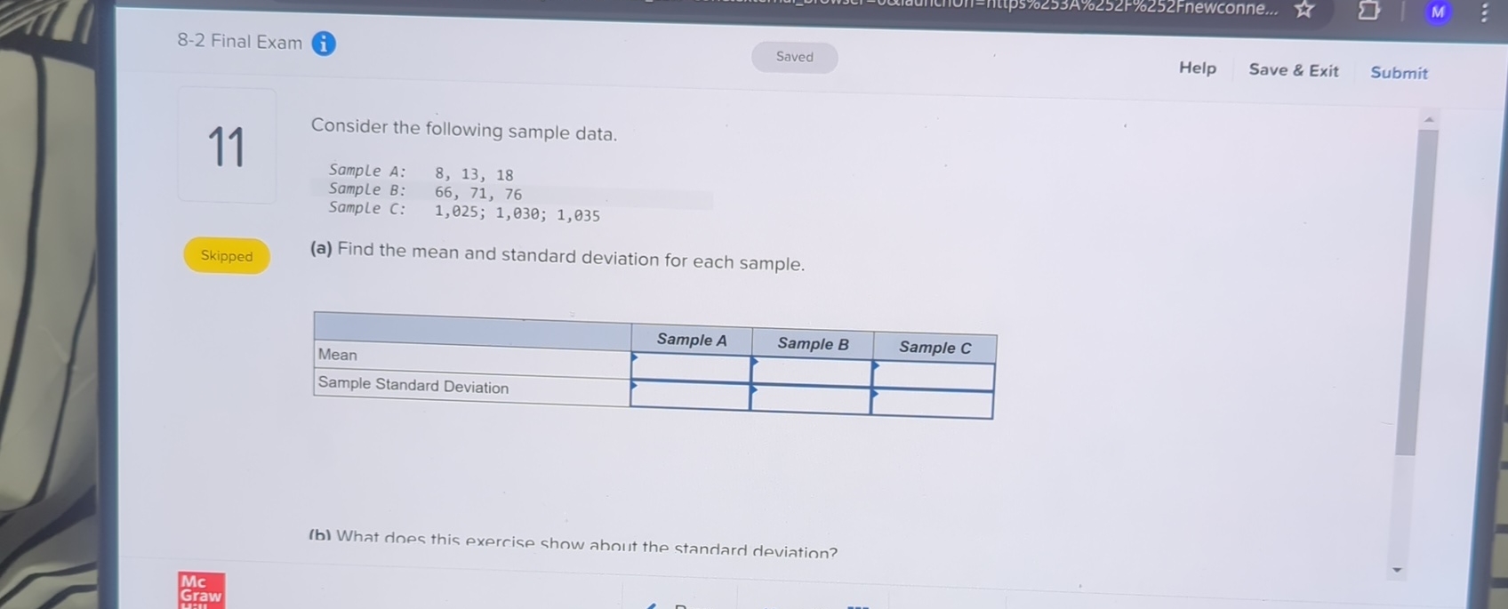 Solved 8-2 ﻿Final ExamSavedHelpSave & ExitSubmit11Consider | Chegg.com