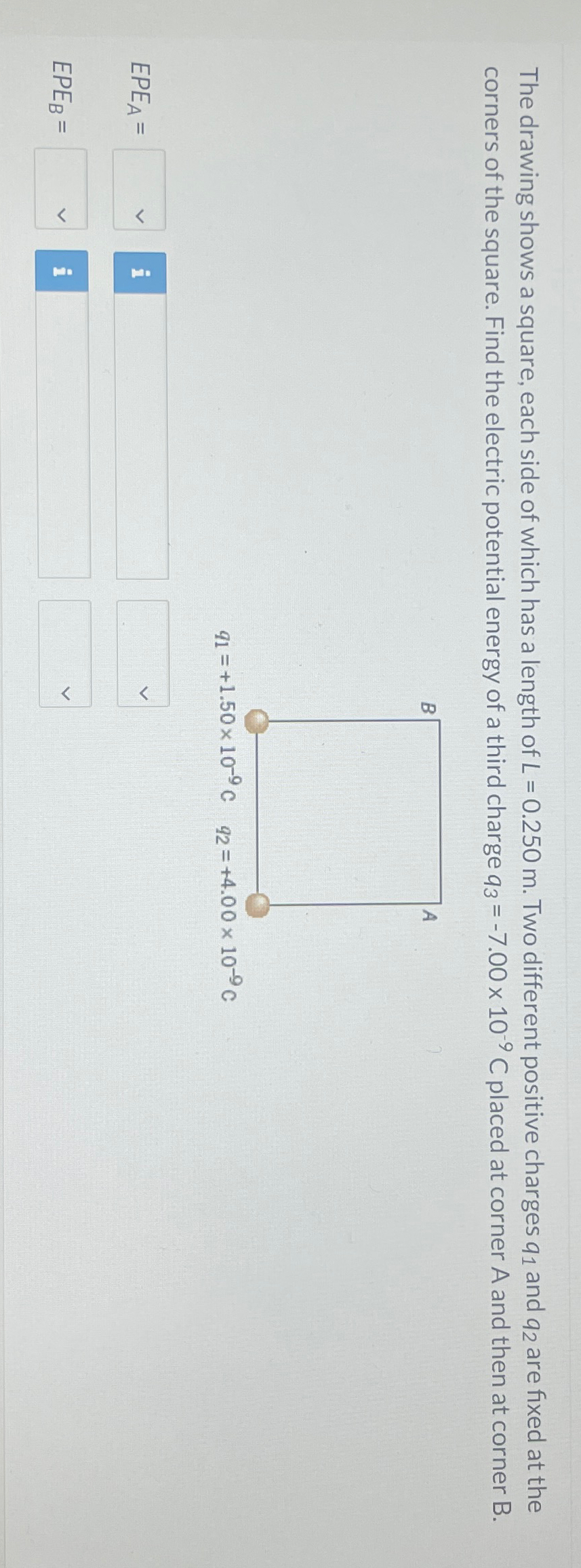 Solved The drawing shows a square, each side of which has a | Chegg.com