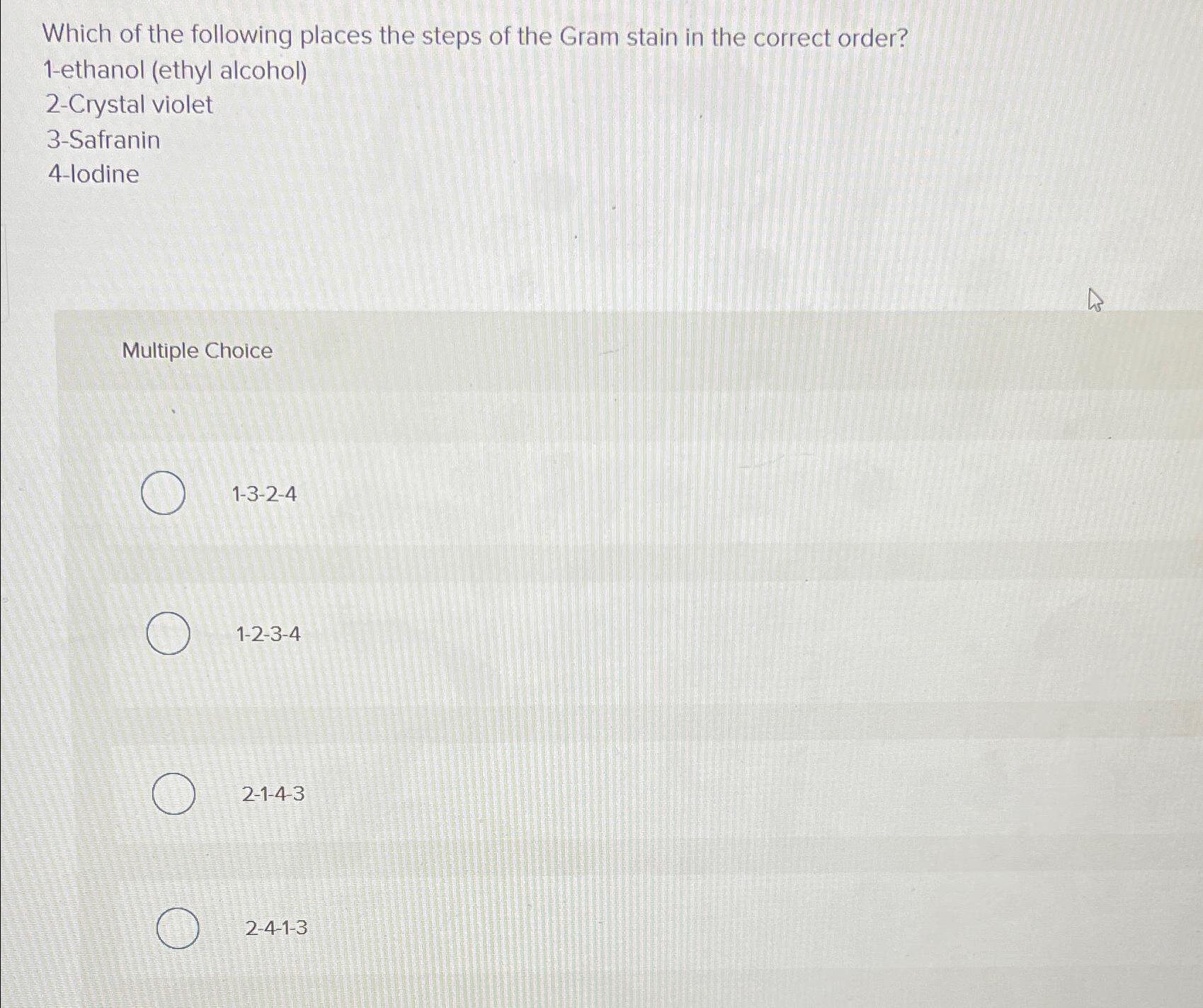 Solved Which of the following places the steps of the Gram | Chegg.com