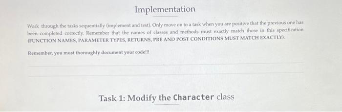 Solved Work through the tasks sequentially (implement and | Chegg.com