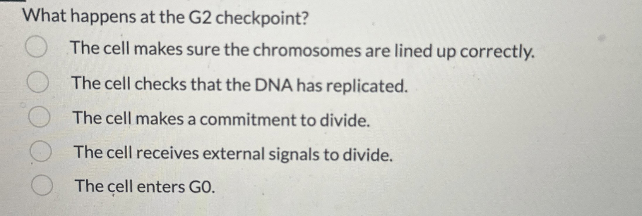 Solved What happens at the G2 ﻿checkpoint?The cell makes | Chegg.com