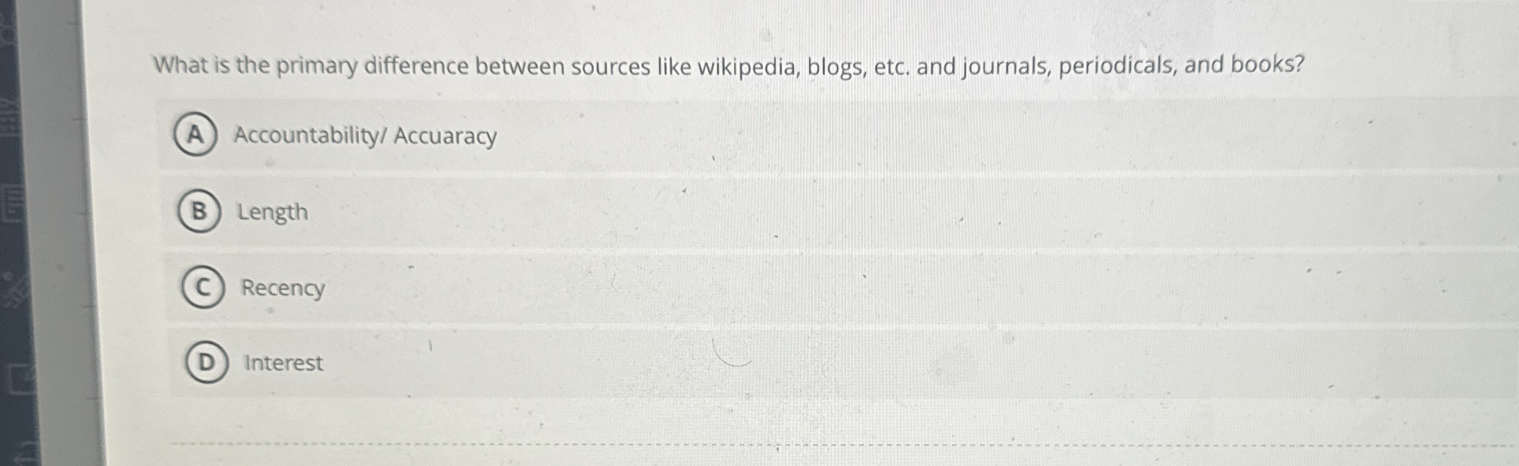 Solved What is the primary difference between sources like | Chegg.com