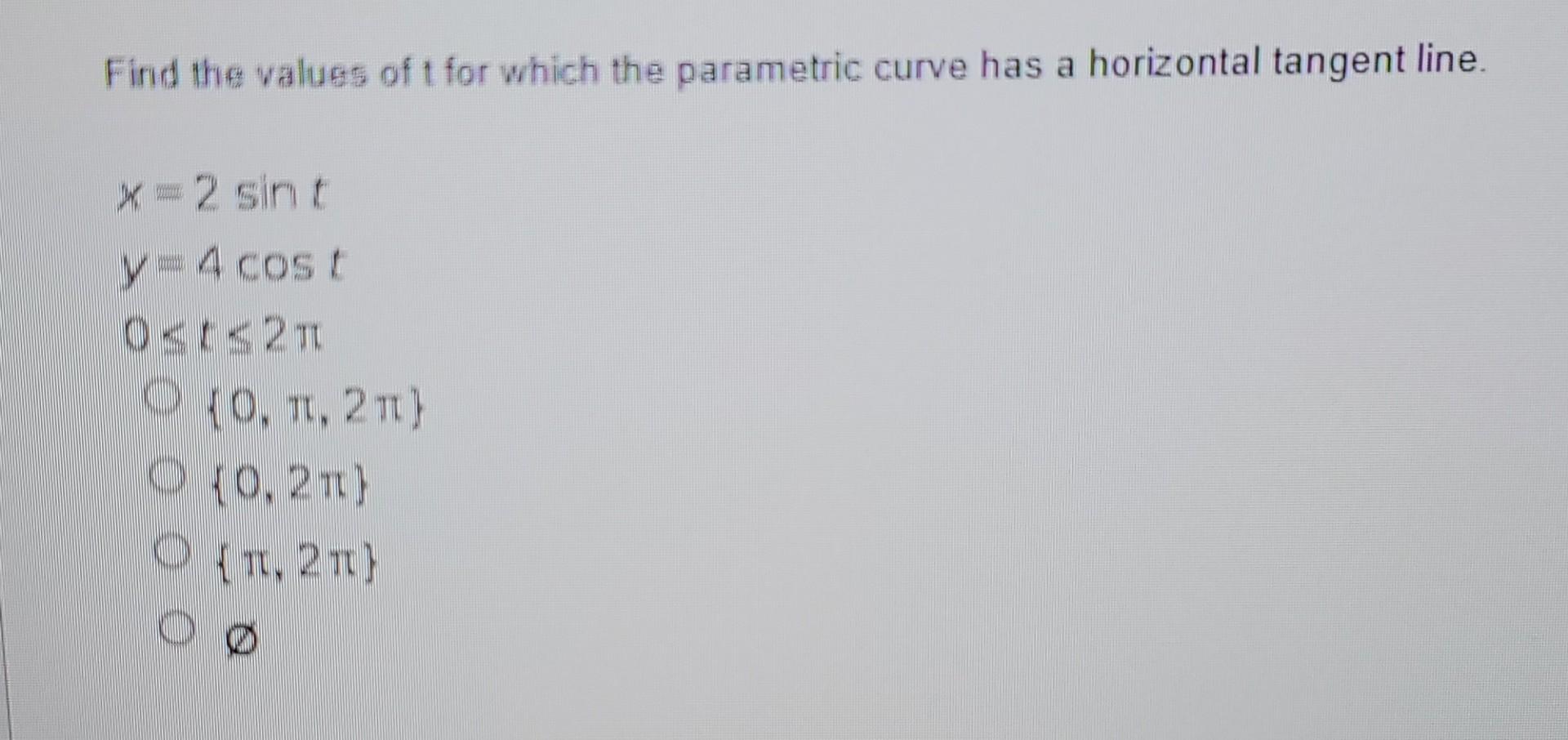 Solved Find the values of t for which the parametric curve | Chegg.com