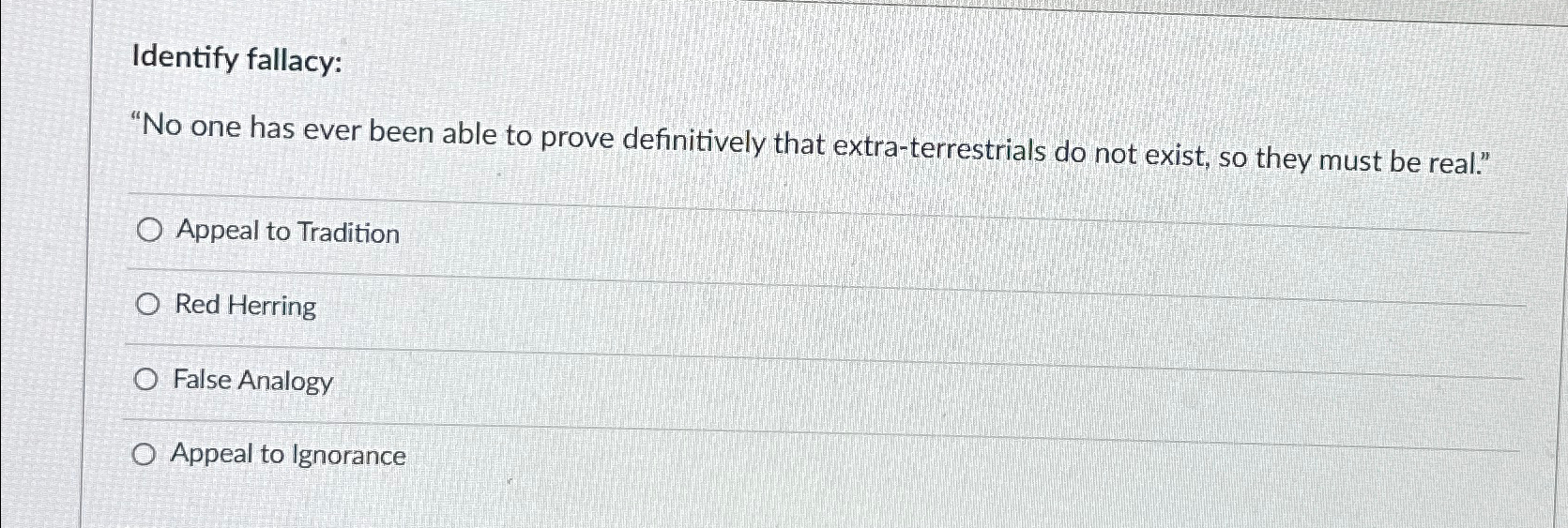 Solved Identify fallacy:"No one has ever been able to prove | Chegg.com
