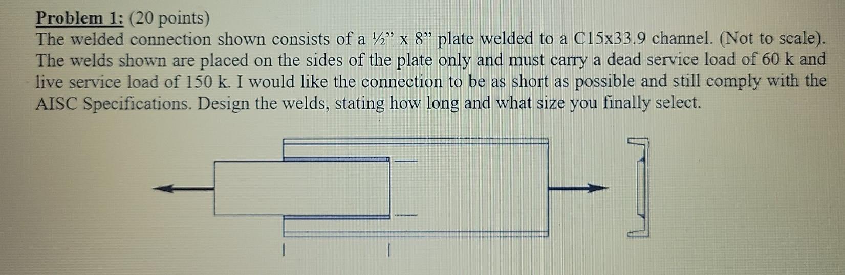 Solved Problem 1: (20 points) The welded connection shown | Chegg.com