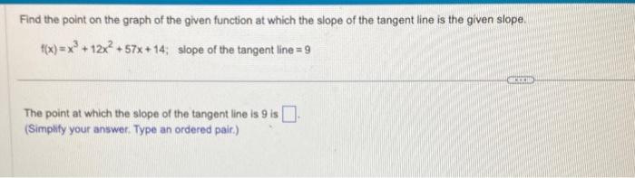 Solved Find the point on the graph of the given function at | Chegg.com