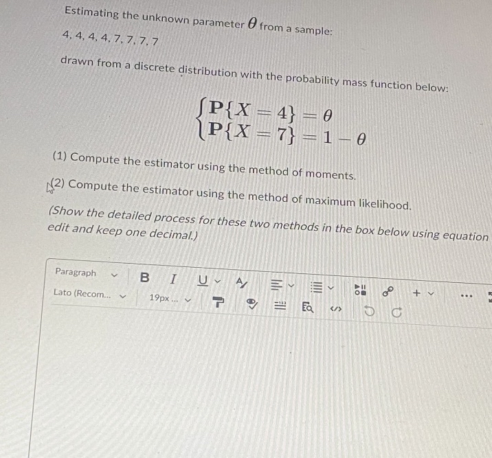 Solved Estimating the unknown parameter θ ﻿from a | Chegg.com