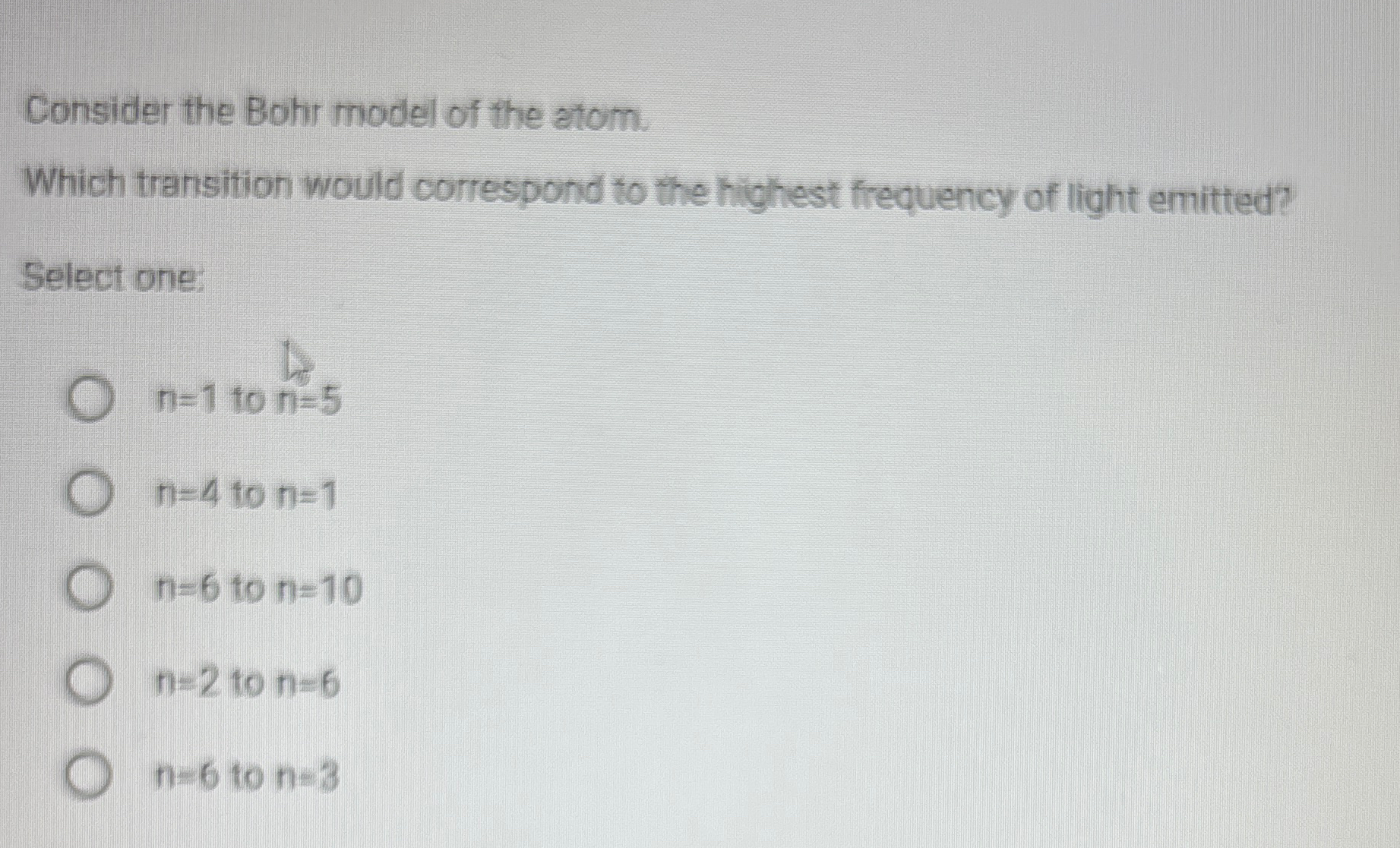 Solved Consider the Bohr model of the atom.Which transition | Chegg.com