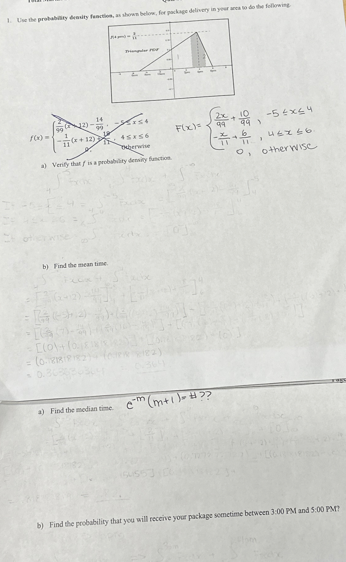 Solved Use the probability density function, as shown below, | Chegg.com