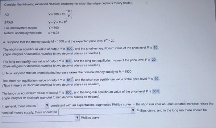Solved Consider the following extended classical economy (in | Chegg.com