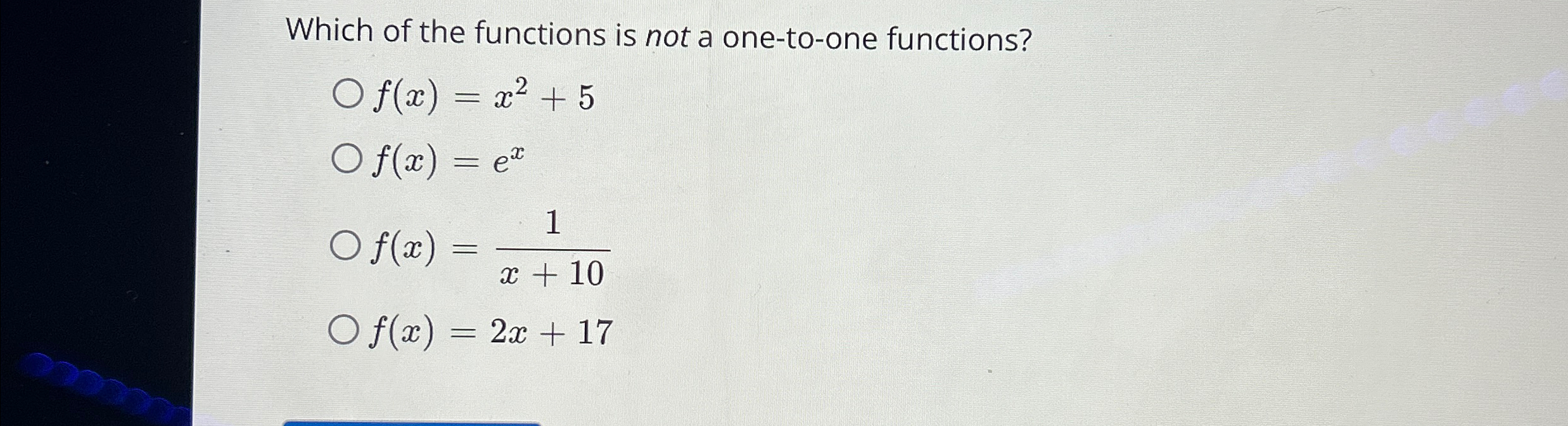 Solved Which of the functions is not a one-to-one | Chegg.com