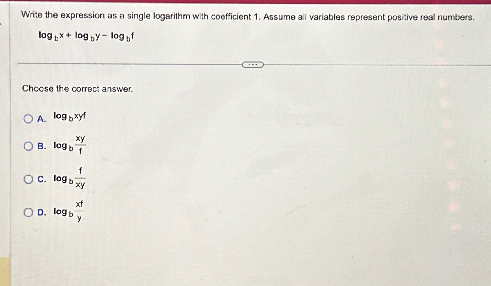 Solved Write the expression as a single logarithm with | Chegg.com