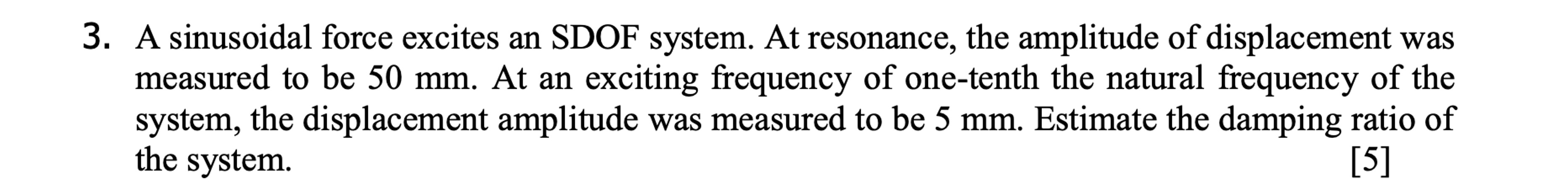 Solved A sinusoidal force excites an SDOF system. At | Chegg.com