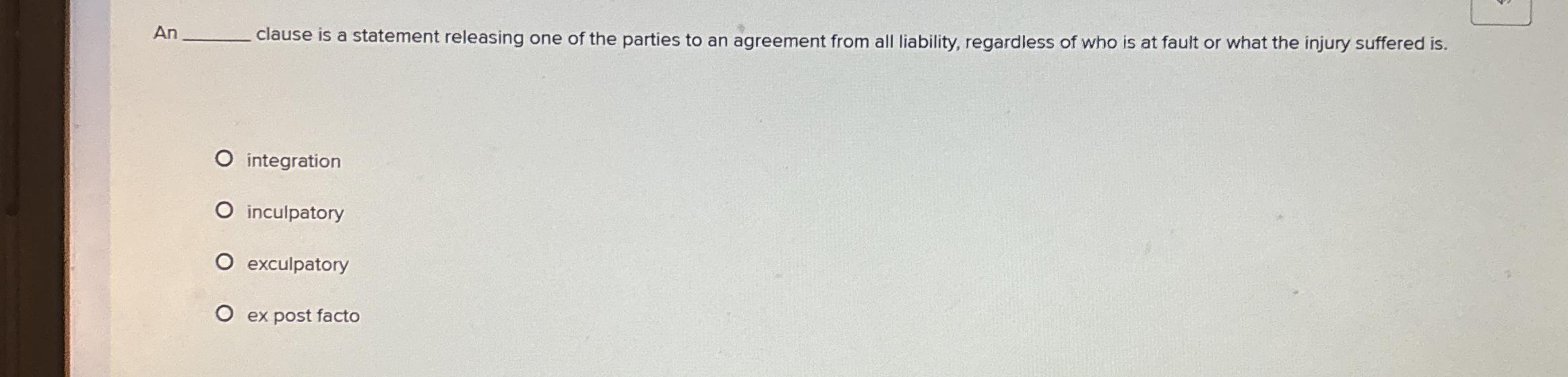 Solved An ﻿clause is a statement releasing one of the | Chegg.com